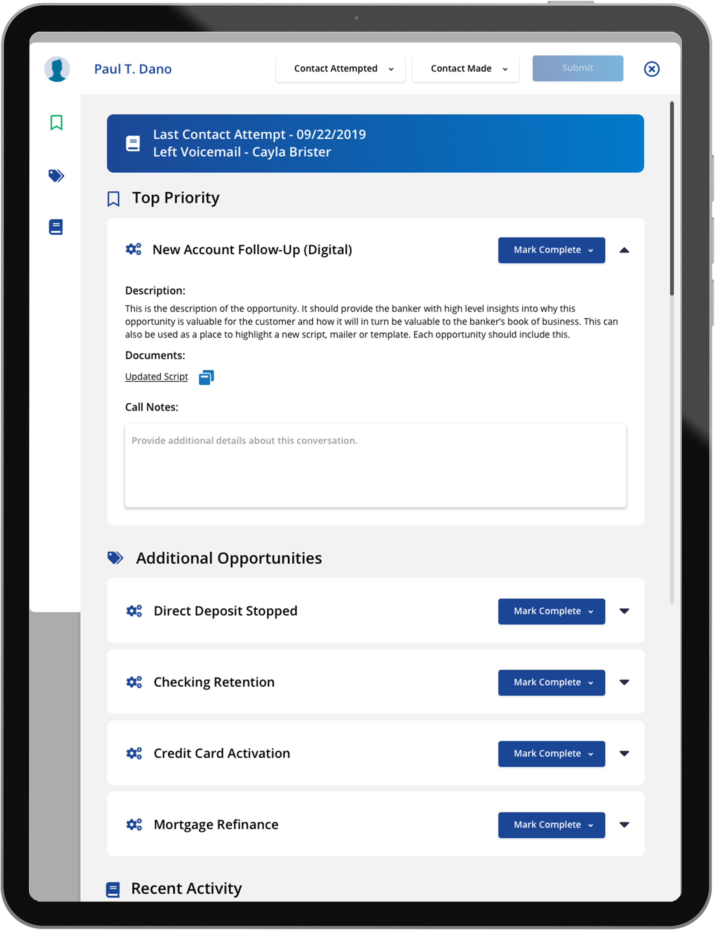 Bankers Dashboard - Alexa Jo Hojczyk Portfolio
